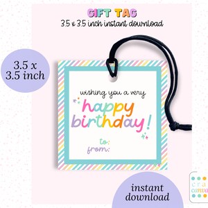 Birthday Party Gift Tag Printable - Colorful Card for Kid, Teen, Adult ...