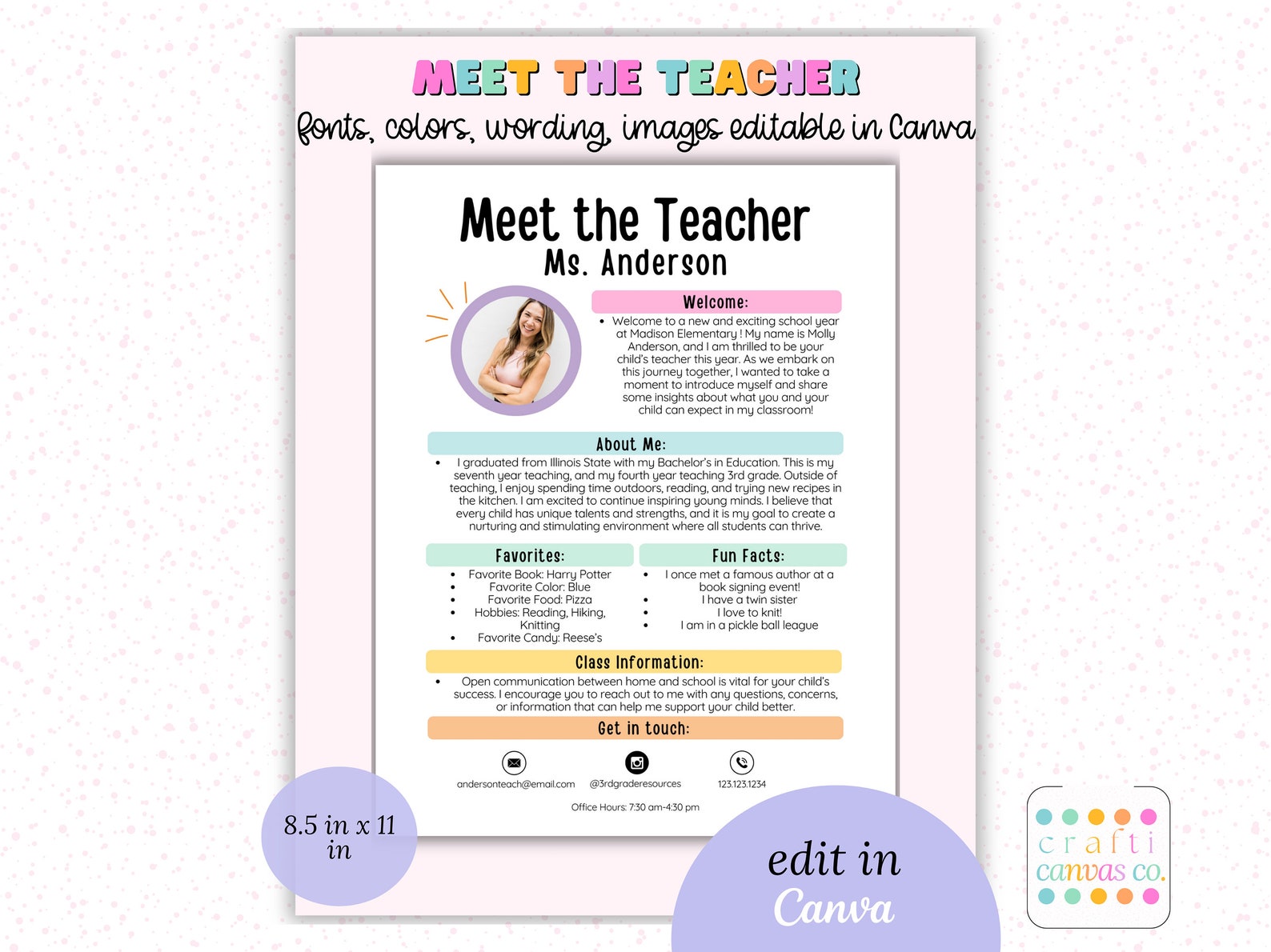 Meet the Teacher Template, Editable Teacher Introduction, Back to ...