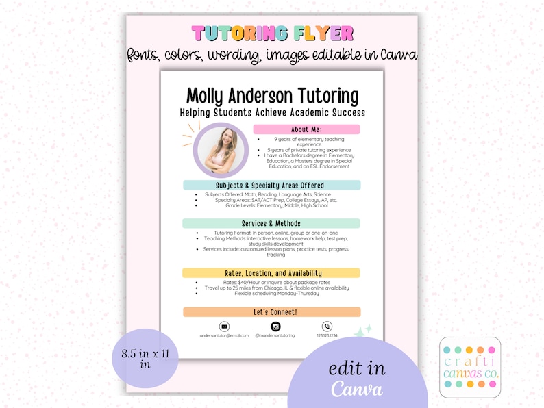 Customizable Tutoring Services Flyer Template, Editable in Canva ...