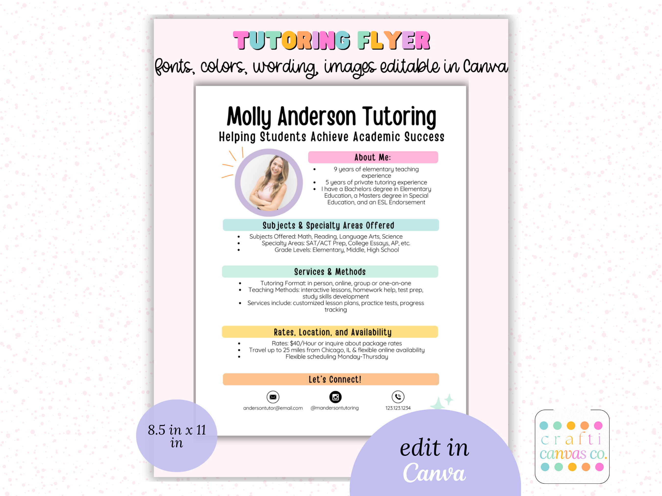 Customizable Tutoring Services Flyer Template, Editable in Canva ...