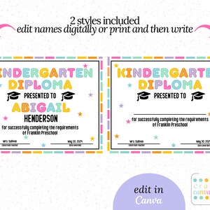 Kindergarten DIY Diploma Editable Canva Template, Customizable ...