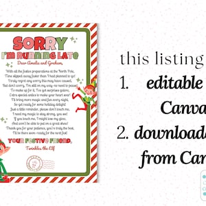 Elf Arrival Letter, Sorry I'm Running Late Editable Canva Letter for ...