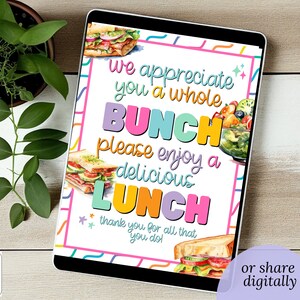 Lunch Appreciation 8x10 Printable Sign, Teacher Employee Appreciation ...