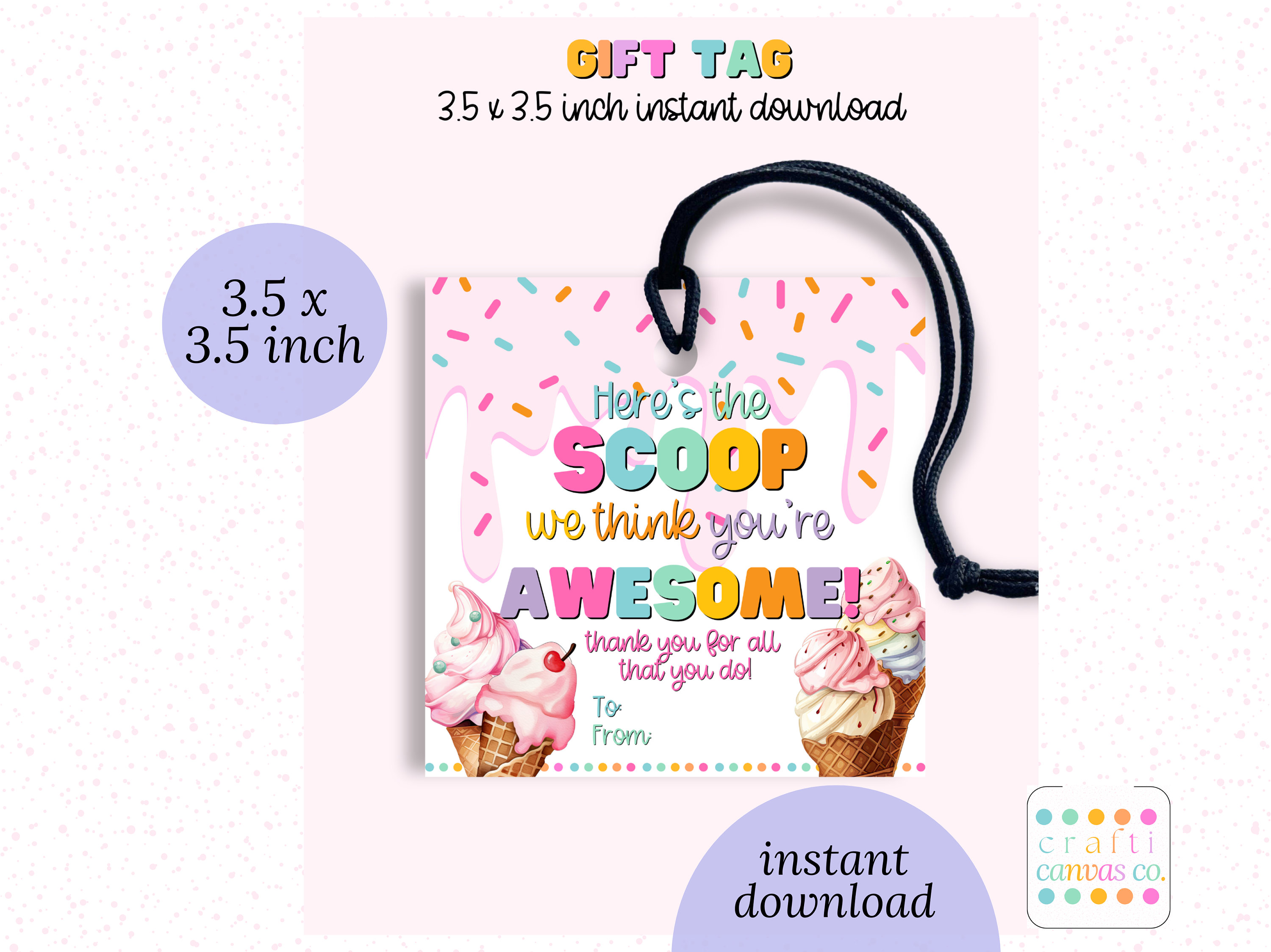 Teacher Appreciation Gift Tag, Ice Cream Favor, End of Year Thank You ...