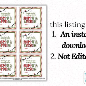 Merry & Bright Holiday Gift Tags – Instant Download Christmas Note for ...