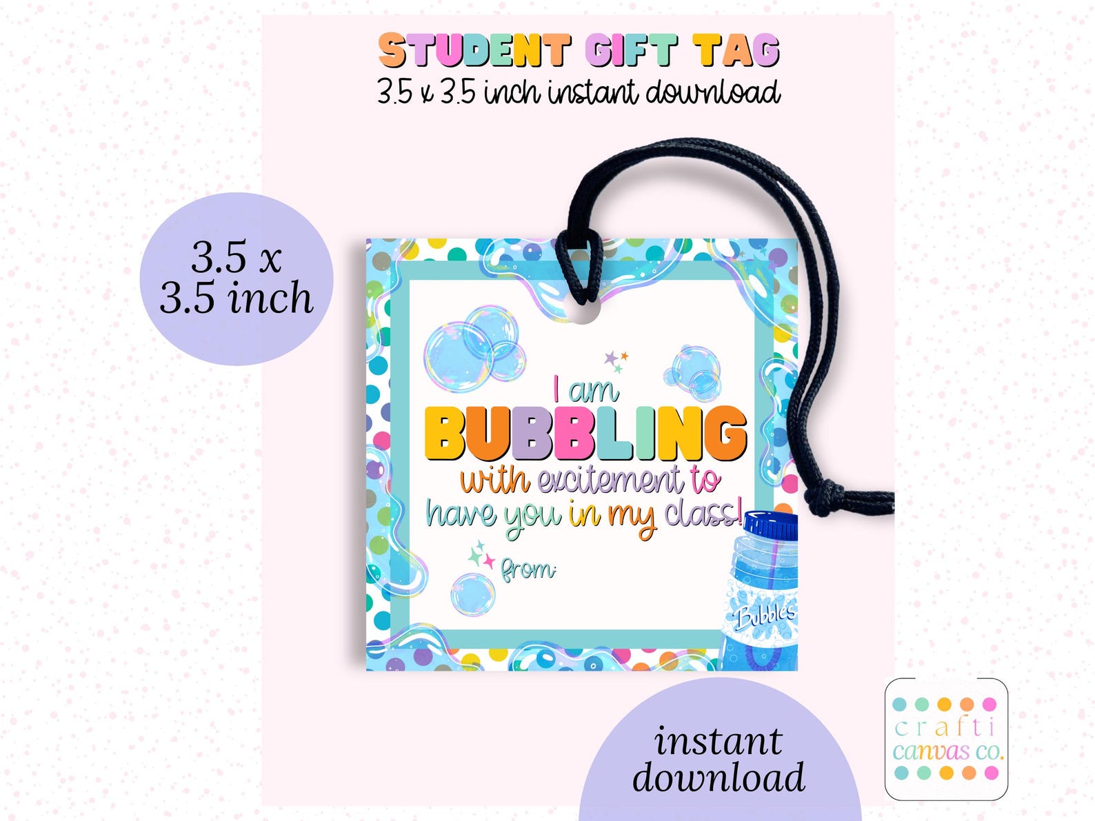Bubble Student Welcome Gift Tag, Back to School, Open House Favor, PTO ...