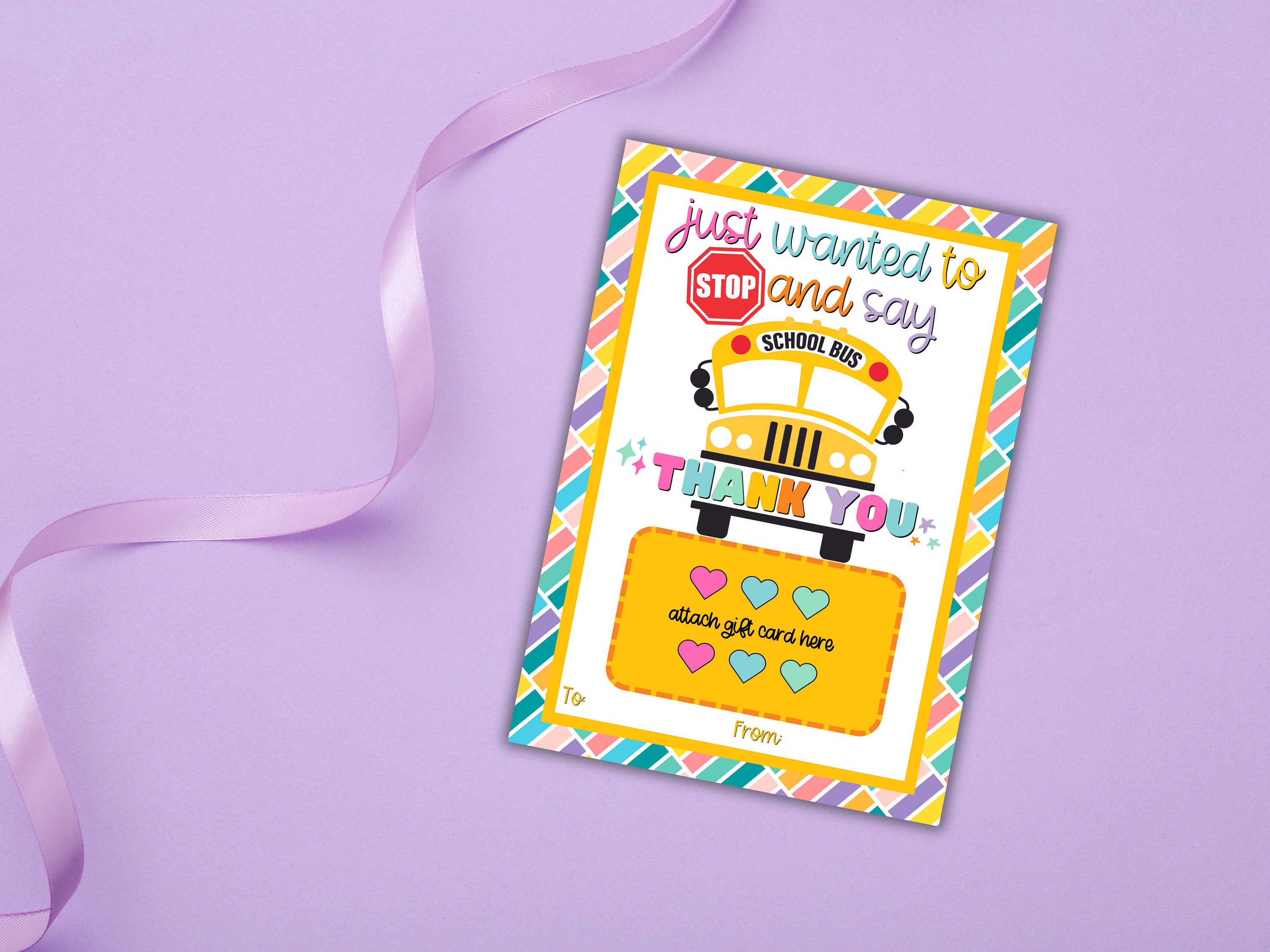 Bus Driver Gift Card Holder Printable, Crossing Guard Thank You Gift ...