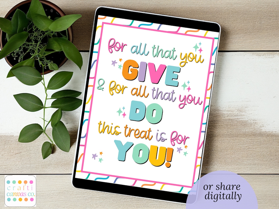 Teacher Appreciation 8x10 Printable Sign, Employee Treat Thank You Sign ...