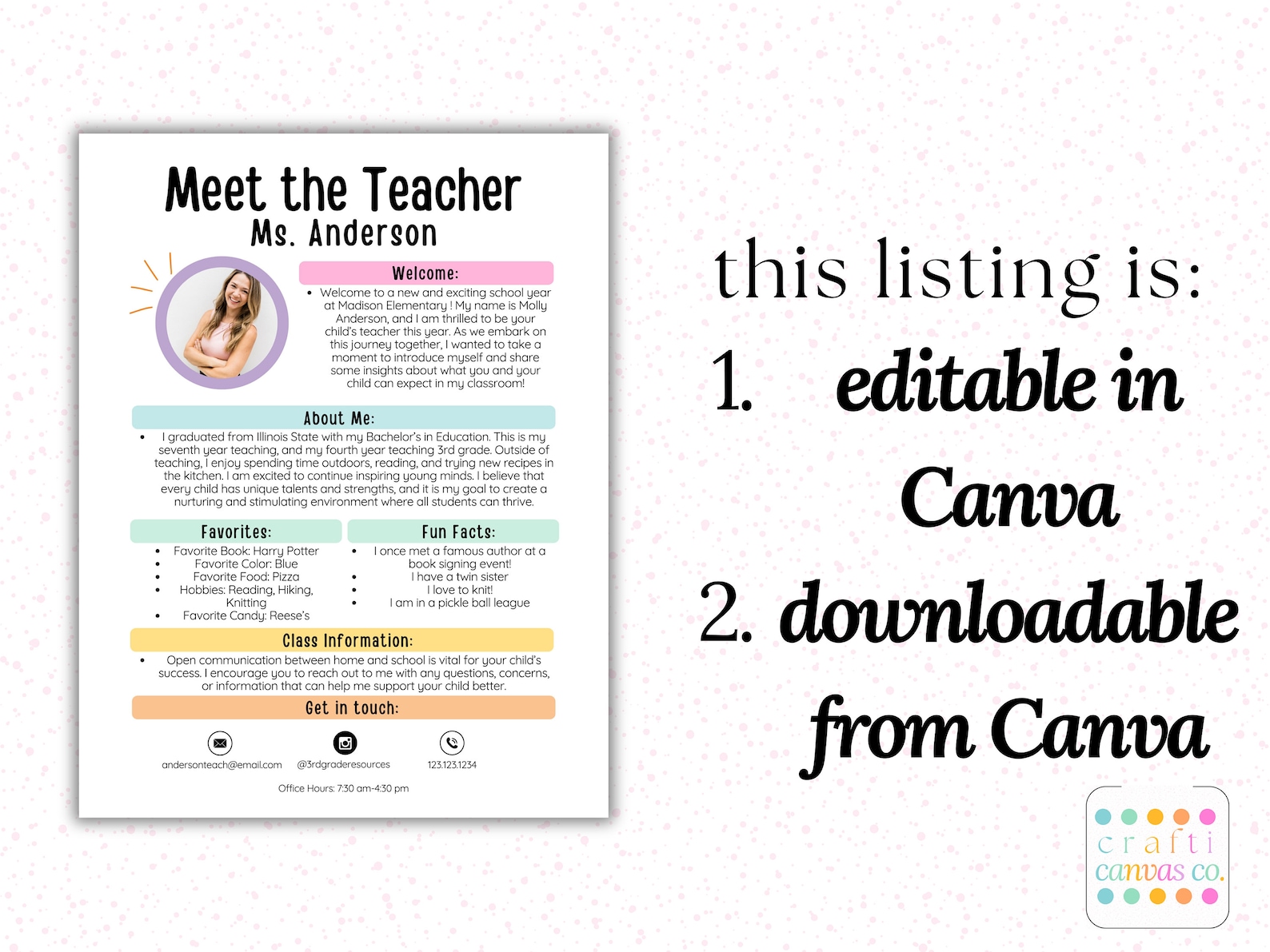Meet the Teacher Template, Editable Teacher Introduction, Back to ...