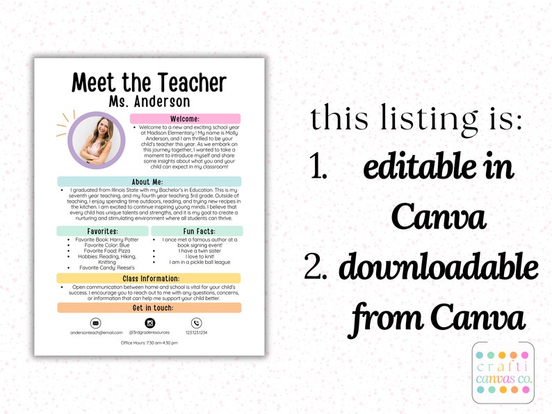 Meet the Teacher Template, Editable Teacher Introduction, Back to ...