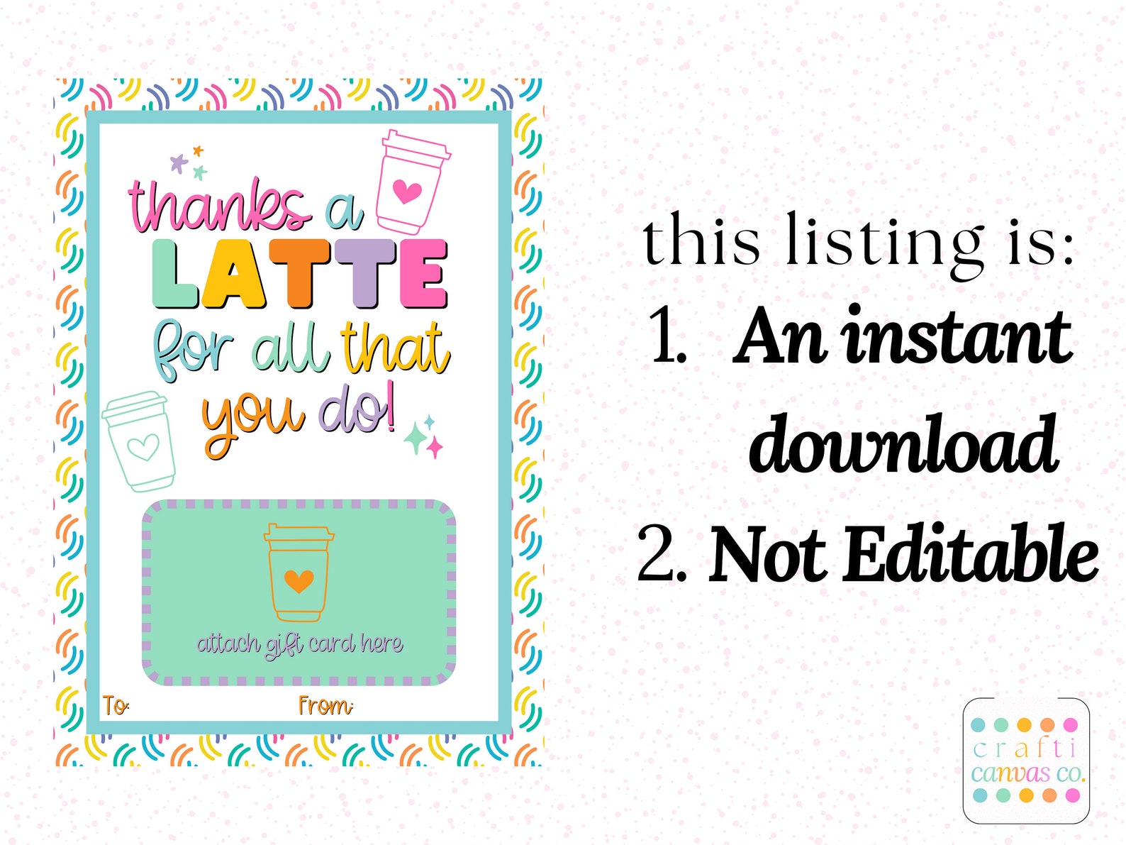 Thanks a Latte Appreciation Gift Card Holder Printable, Coffee Teacher ...