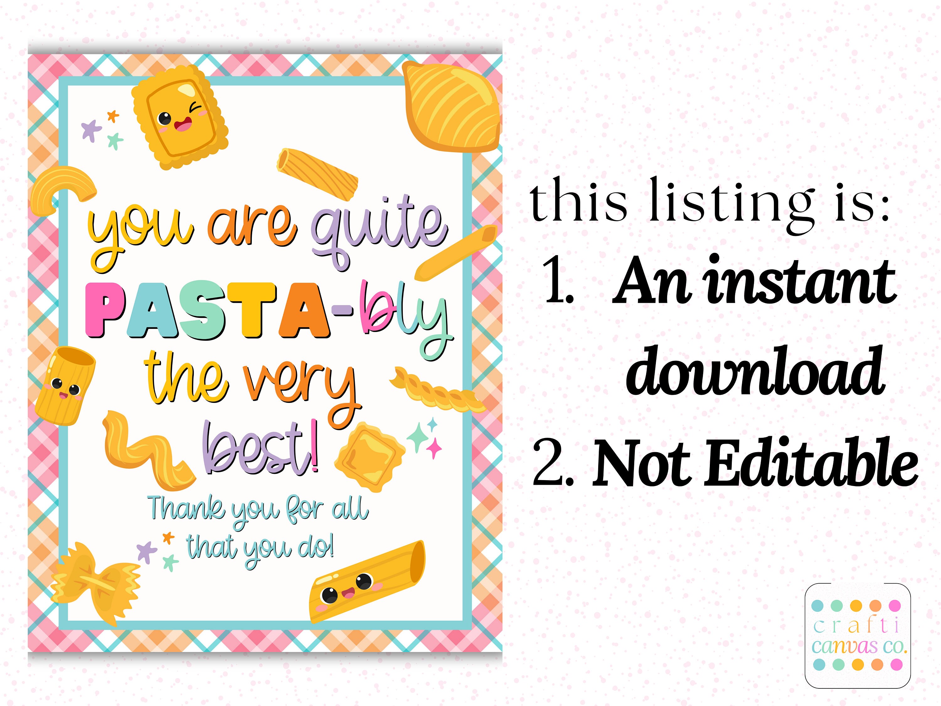 Pasta Teacher Appreciation 8x10 Printable Sign, Luncheon Instant ...