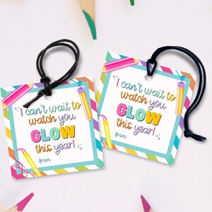 Glow Stick Student Welcome Gift Tag, Back to School, Open House Favor ...