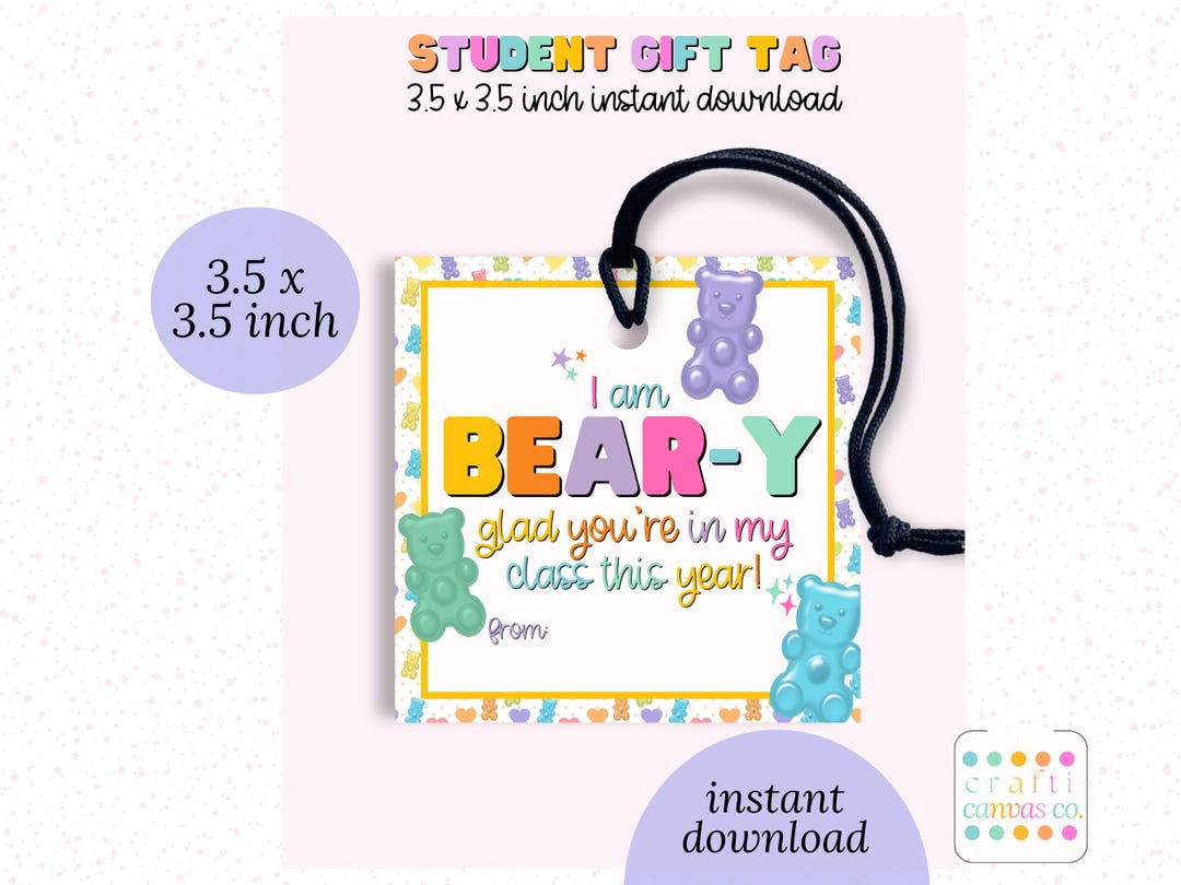 Gummy Bear Student Welcome Gift Tag, Back to School, Open House Favor ...