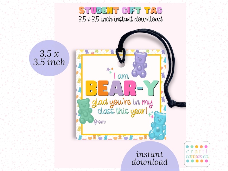 Gummy Bear Student Welcome Gift Tag, Back to School, Open House Favor ...