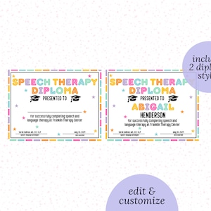 Speech Therapy Student DIY Diploma Editable Canva Template ...