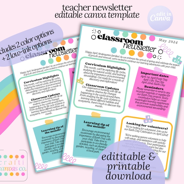 Daycare Newsletter Template - Etsy