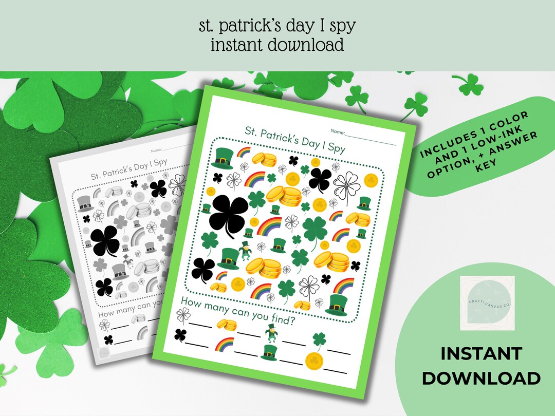 St. Patrick's Day I Spy Activity, Classroom Activity, St. Patrick's ...