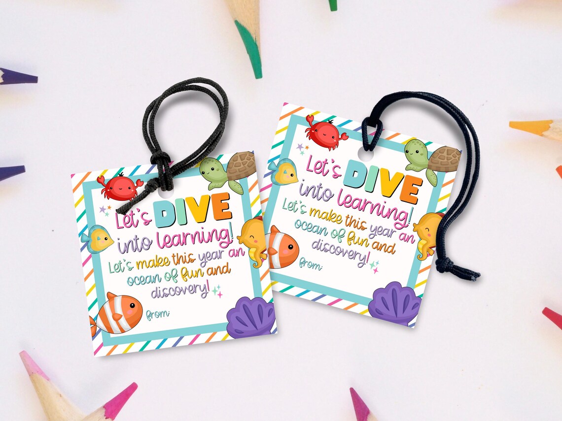 Ocean Student Welcome Gift Tag, Sea Creatures Back to School, Dive Into ...