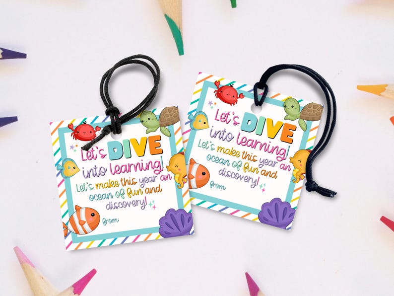 Ocean Student Welcome Gift Tag, Sea Creatures Back to School, Dive Into ...