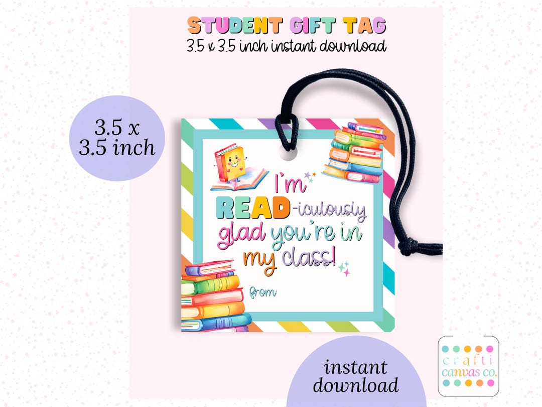 Book Student Welcome Gift Tag, Back to School, Open House Favor, PTO ...