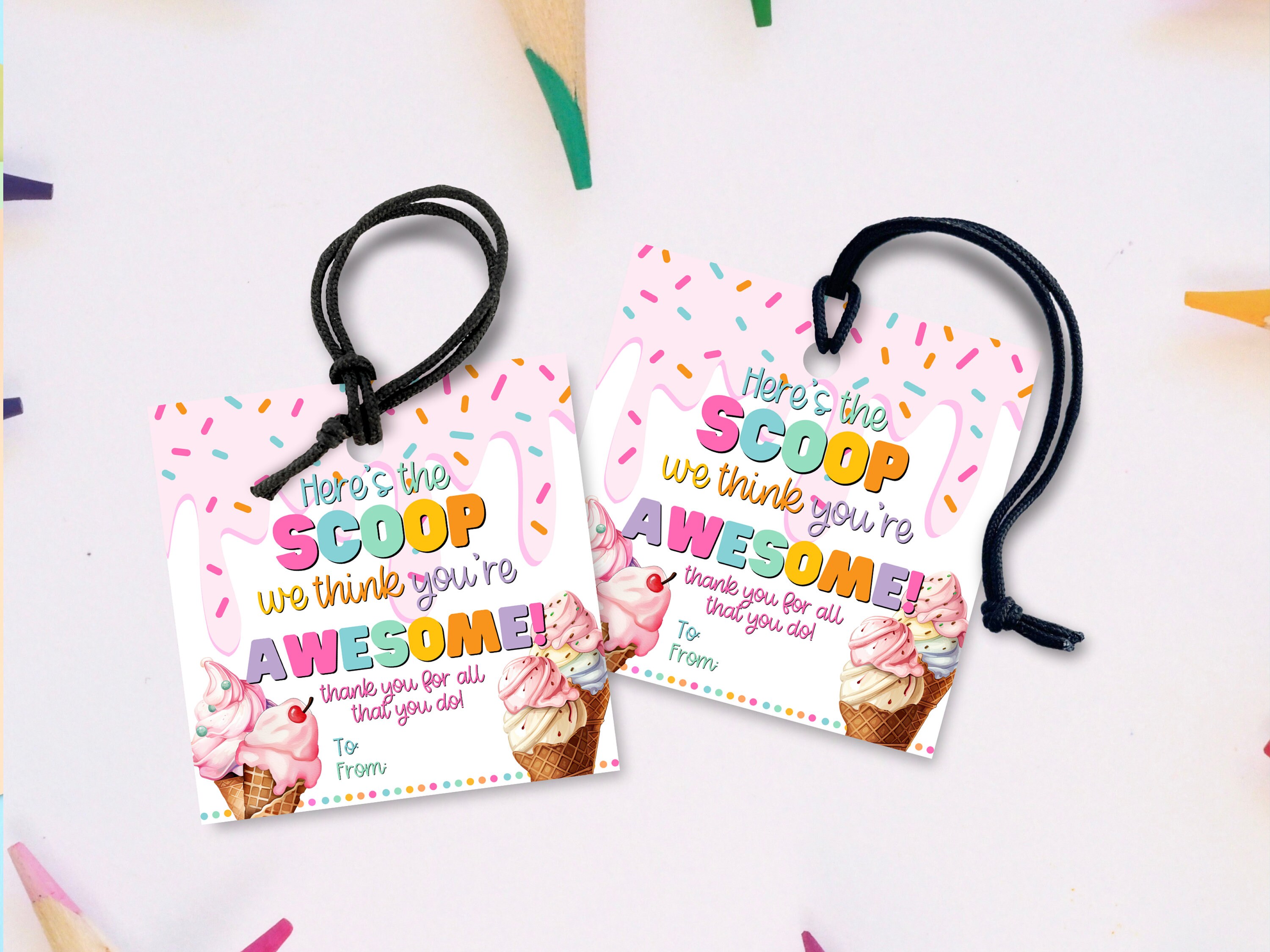 Teacher Appreciation Gift Tag, Ice Cream Favor, End of Year Thank You ...