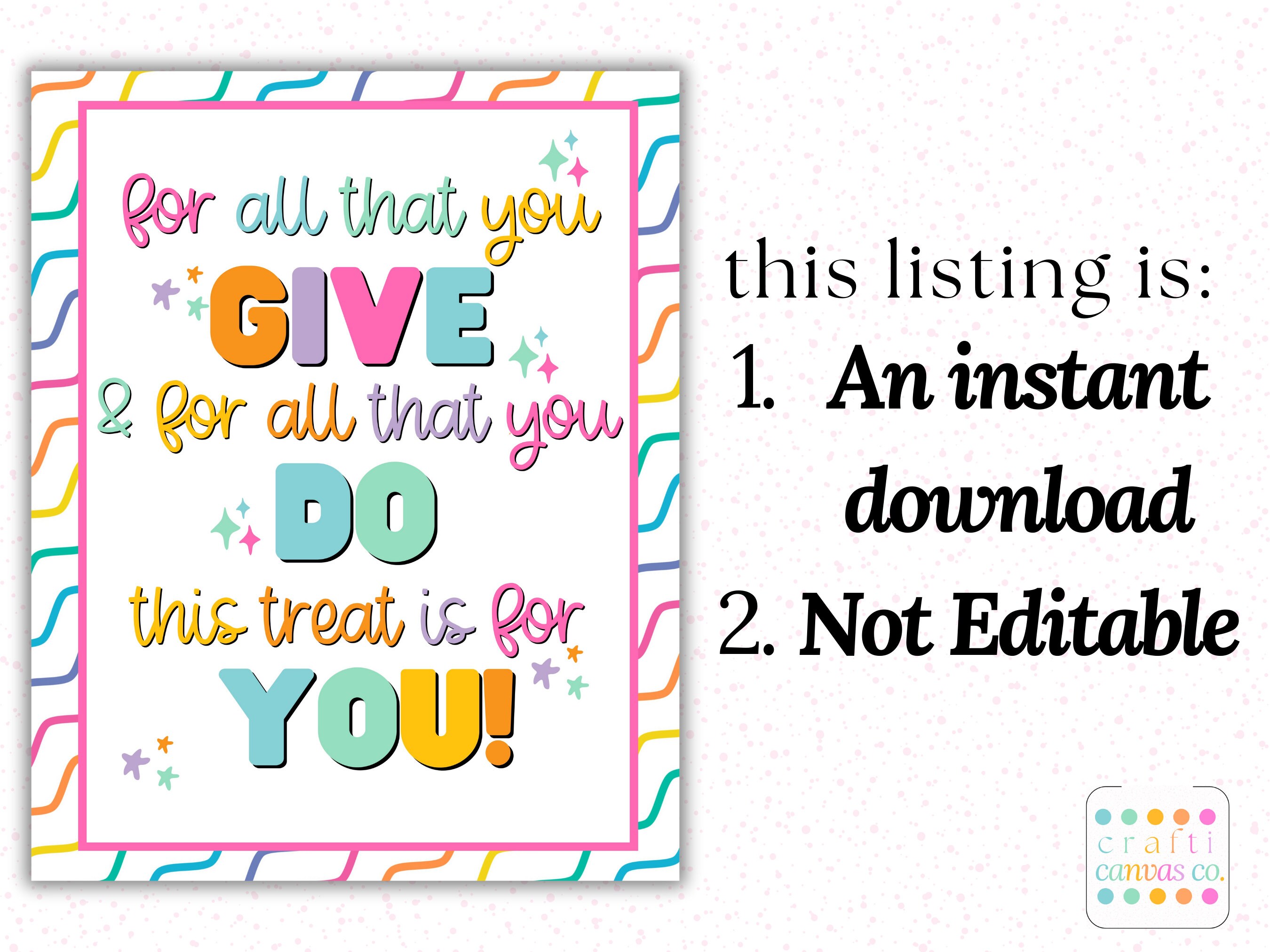 Teacher Appreciation 8x10 Printable Sign, Employee Treat Thank You Sign ...