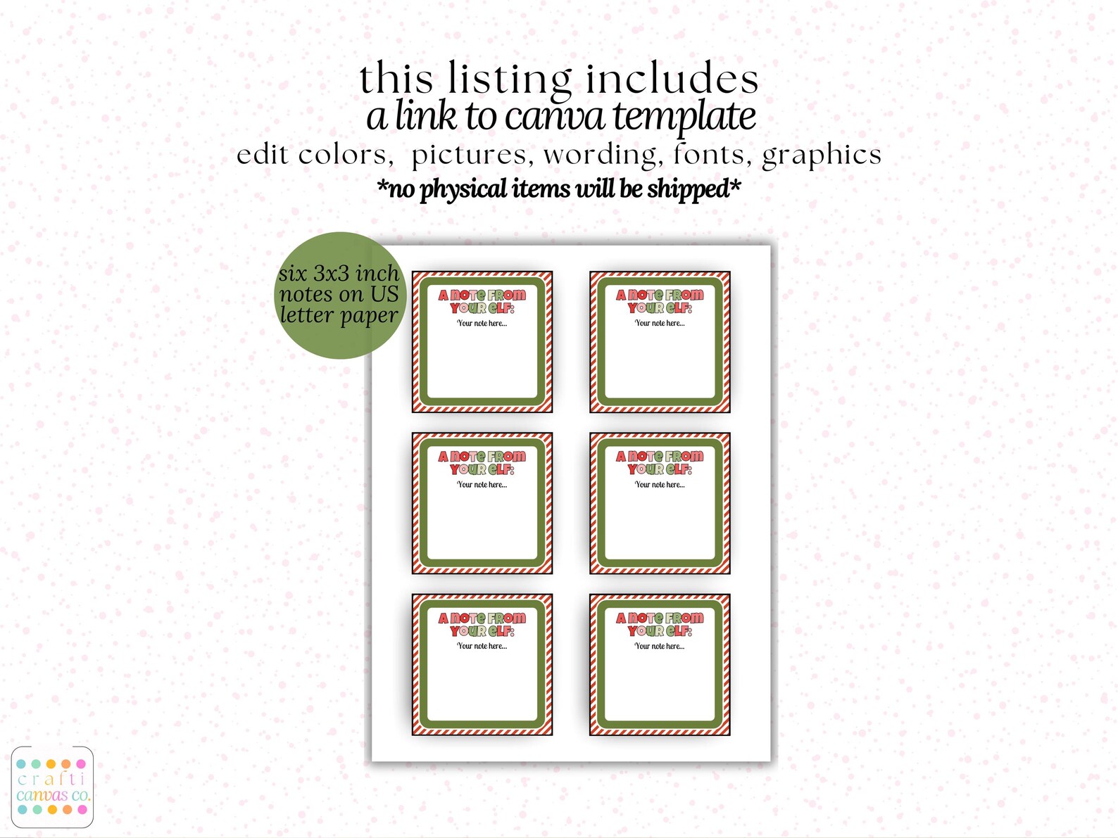 Elf Editable Canva Note, Customizable Christmas Card Template, Letter ...