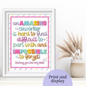 Amazing Coworker 8x10 Printable Sign, Coworker Print, Retirement Gift ...