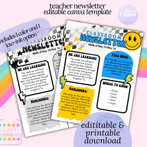 Monthly Classroom Newsletter Editable Template, Teacher Classroom Flyer ...