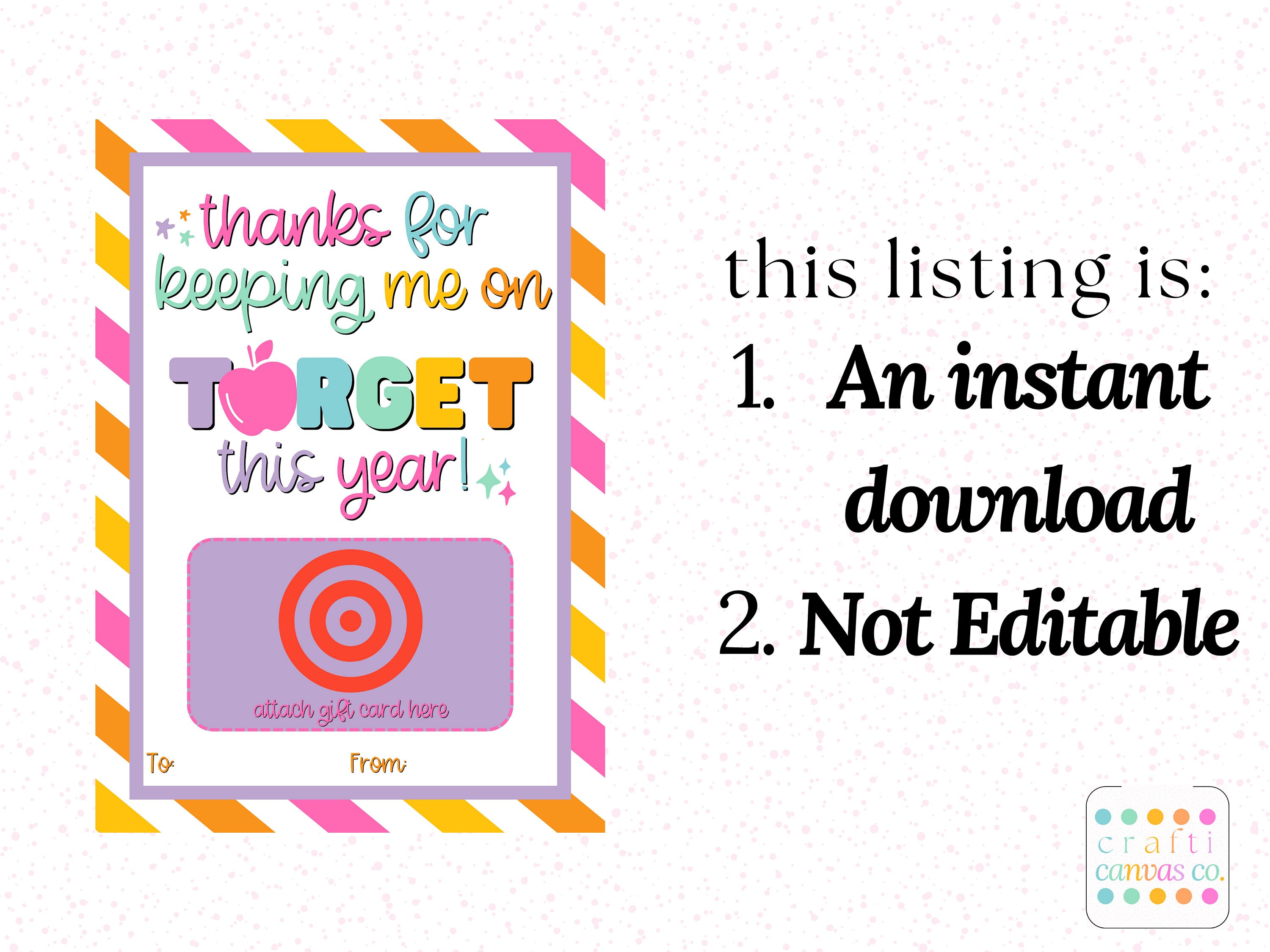 Keeping Me on Target Appreciation Gift Card Holder Printable, Teacher ...