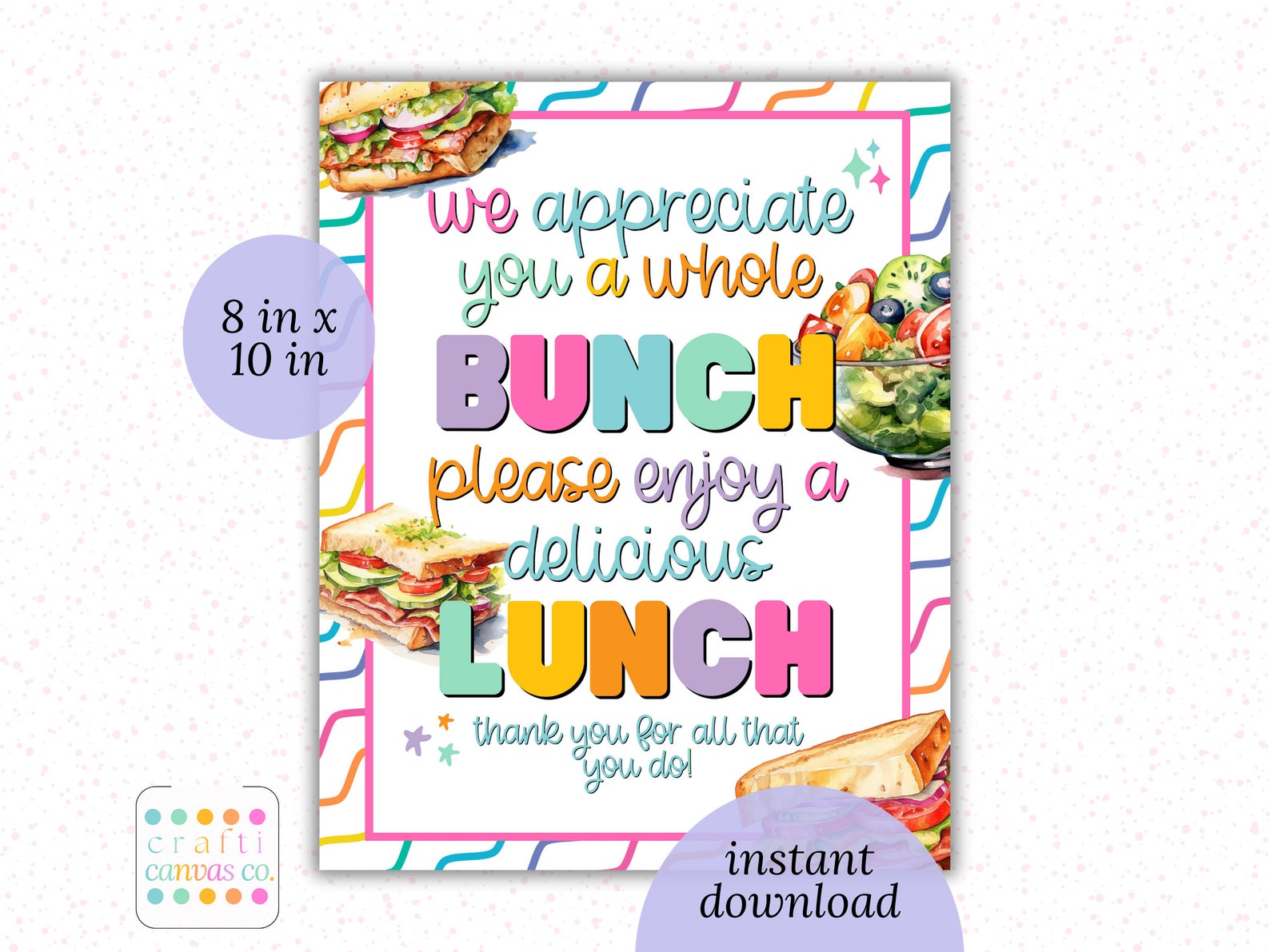Lunch Appreciation 8x10 Printable Sign, Teacher Employee Appreciation ...
