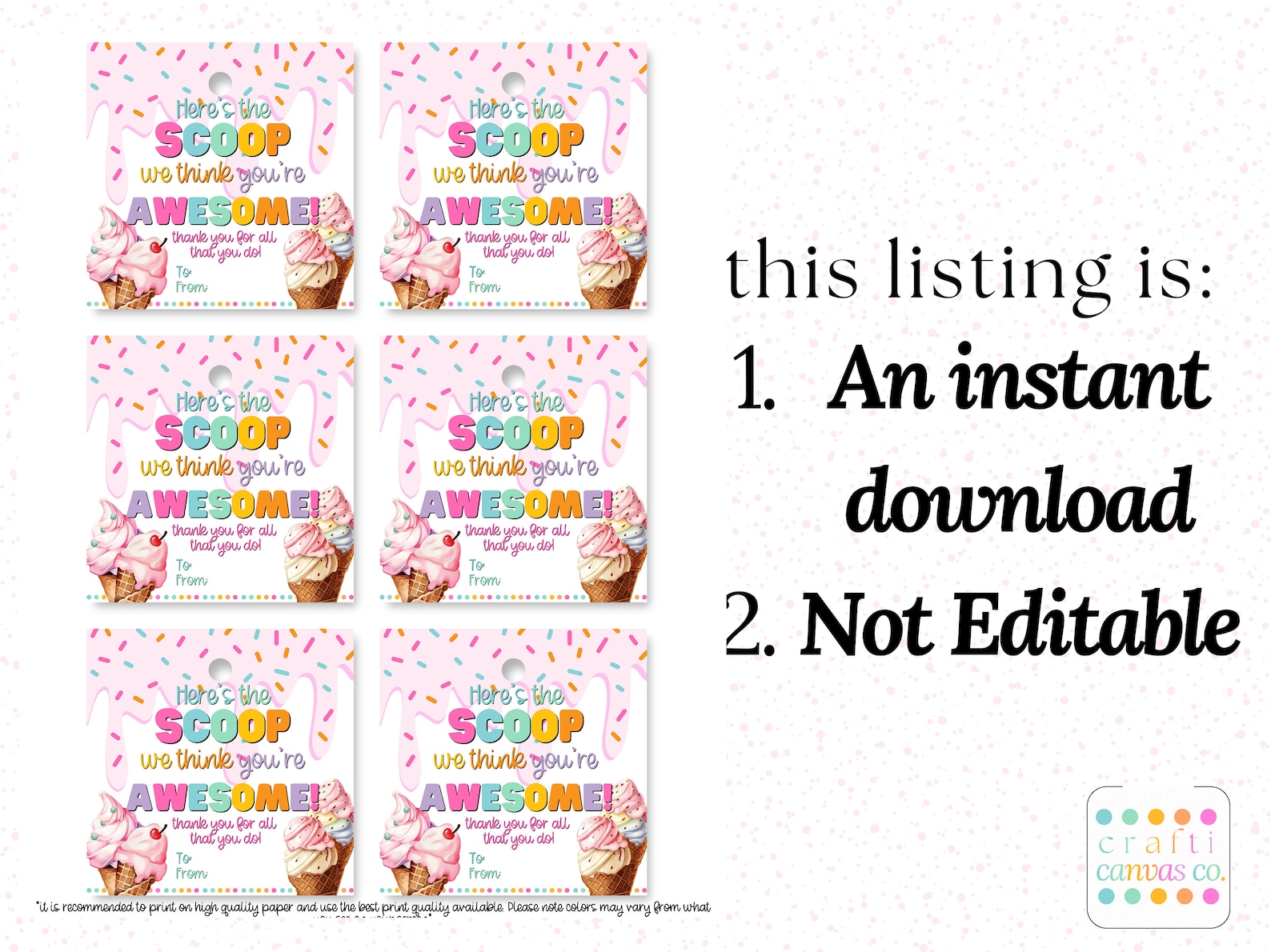 Teacher Appreciation Gift Tag, Ice Cream Favor, End of Year Thank You ...