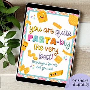 Pasta Teacher Appreciation 8x10 Printable Sign, Luncheon Instant ...