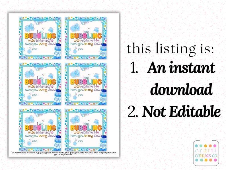 Bubble Student Welcome Gift Tag, Back to School, Open House Favor, PTO ...