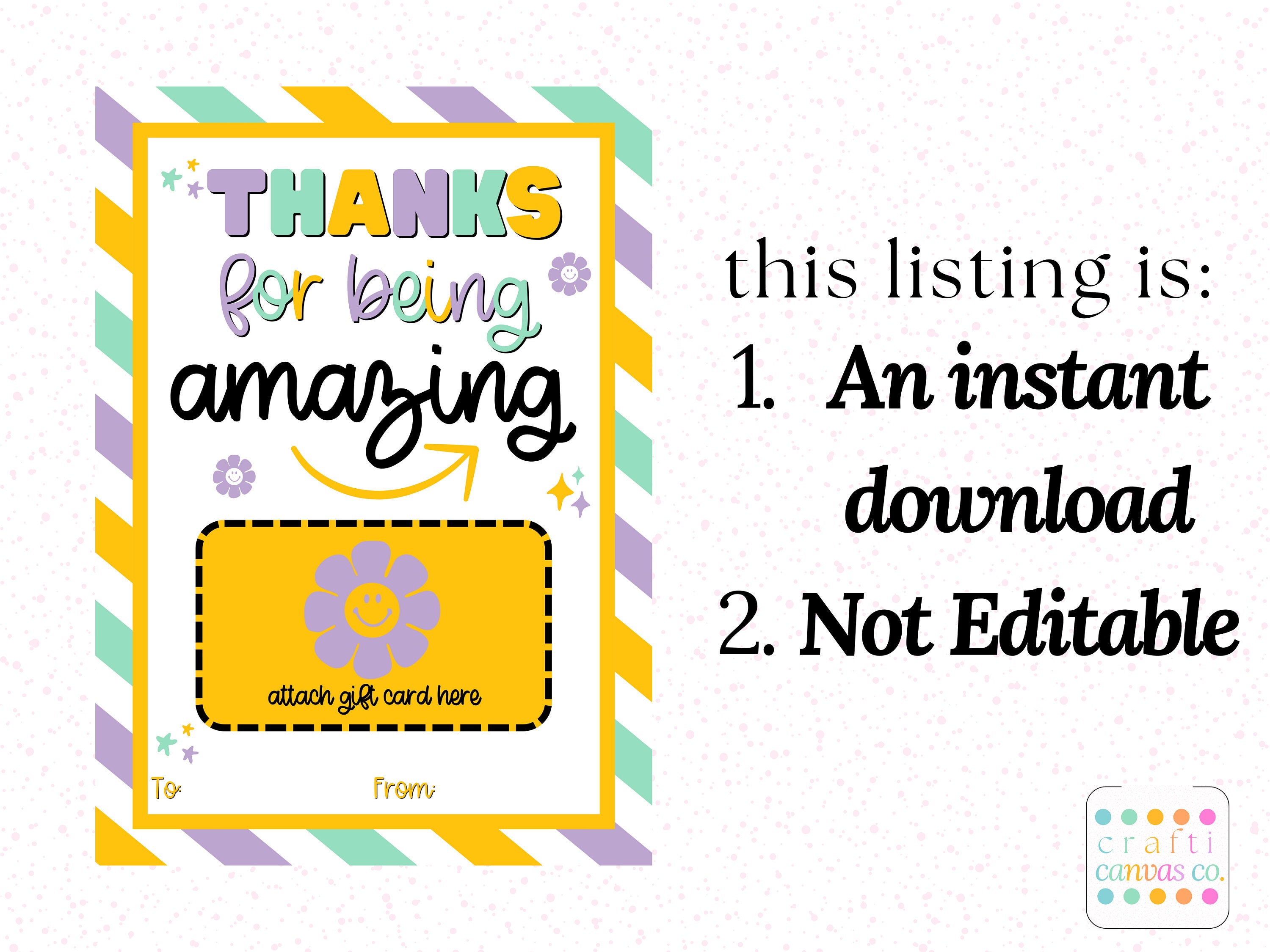 Thanks for Being Amazing Teacher Gift Card Holder - Printable Staff ...