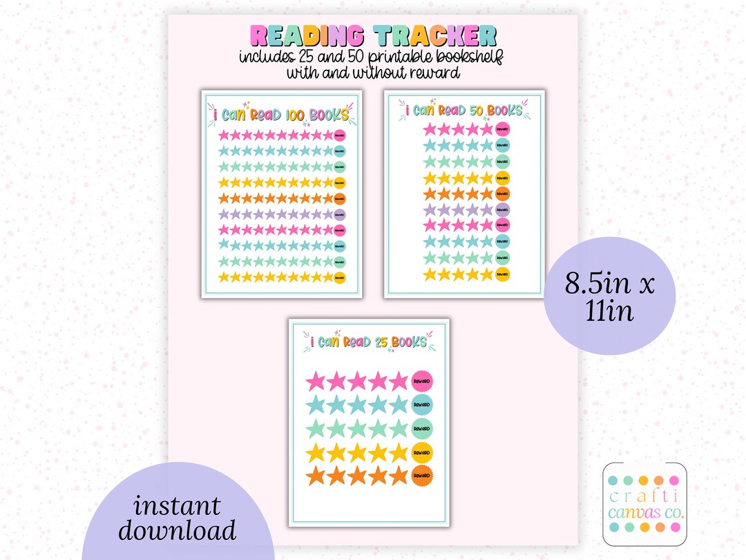 Summer Reading Tracker Printable, Instant Download, Track 25, 50, or ...