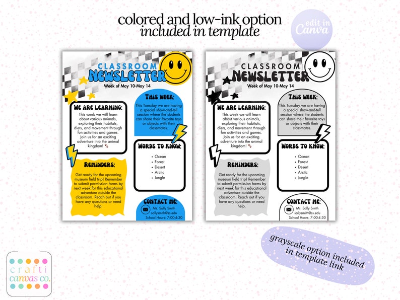 Monthly Classroom Newsletter Editable Template, Teacher Classroom Flyer ...