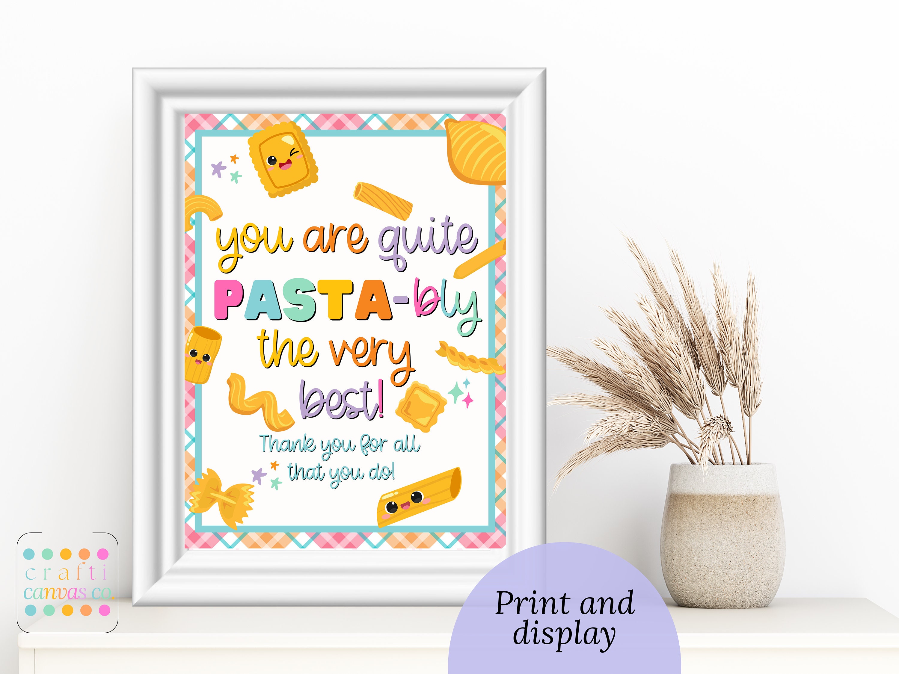 Pasta Teacher Appreciation 8x10 Printable Sign, Luncheon Instant ...