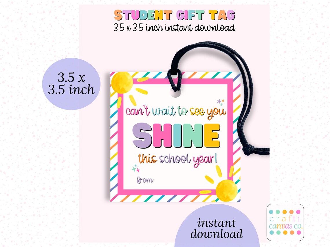 Shine Student Welcome Gift Tag, Sunshine Back to School, Open House ...