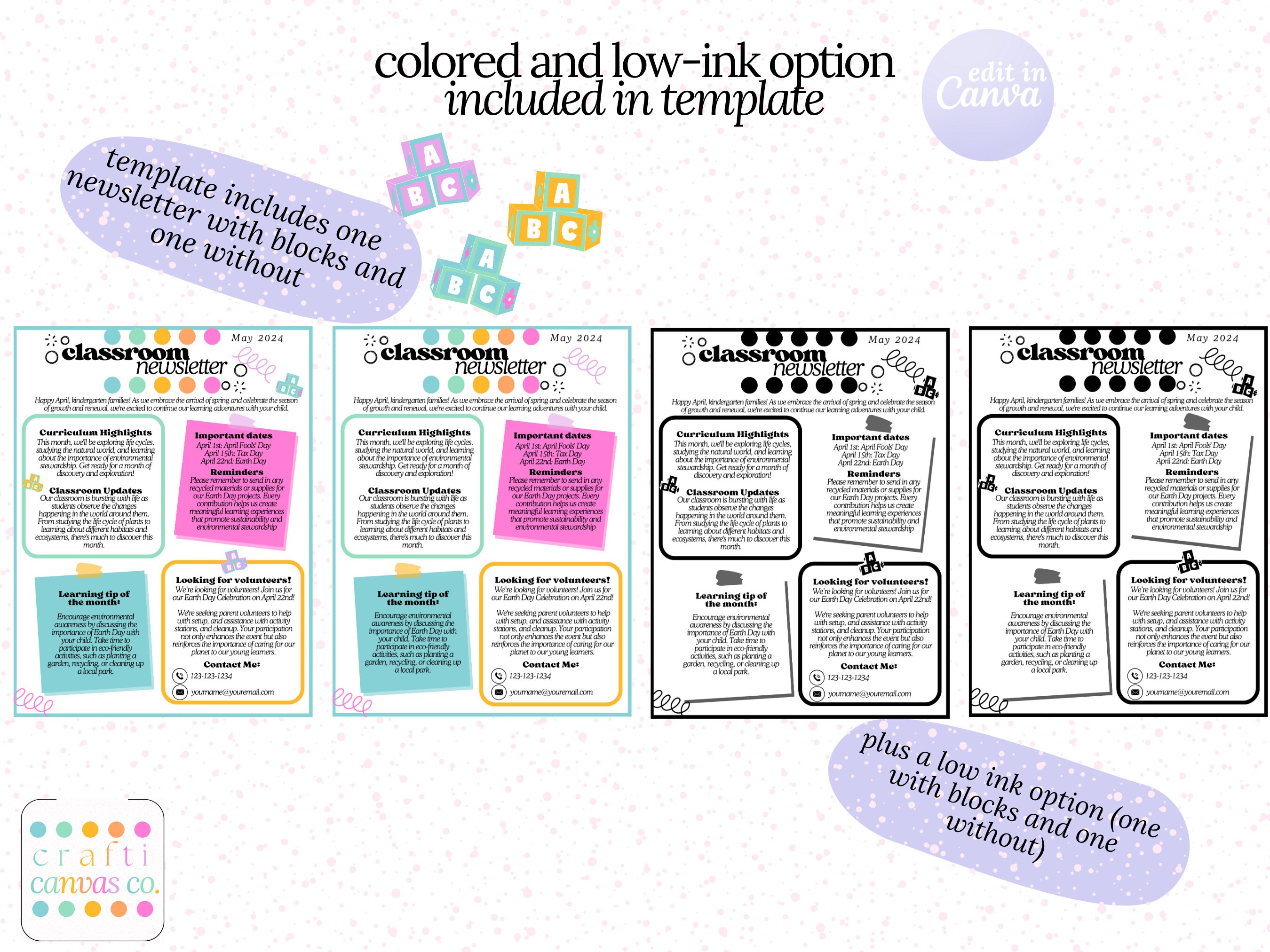 Colorful Classroom Newsletter Editable Template, Monthly Classroom ...