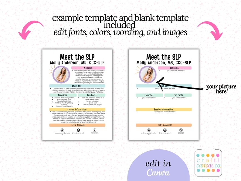 Meet the SLP Template, Editable Speech Pathologist Introduction, Back ...