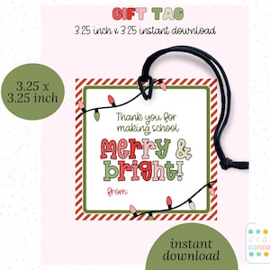 Merry & Bright Holiday Gift Tags – Instant Download Christmas Note for ...