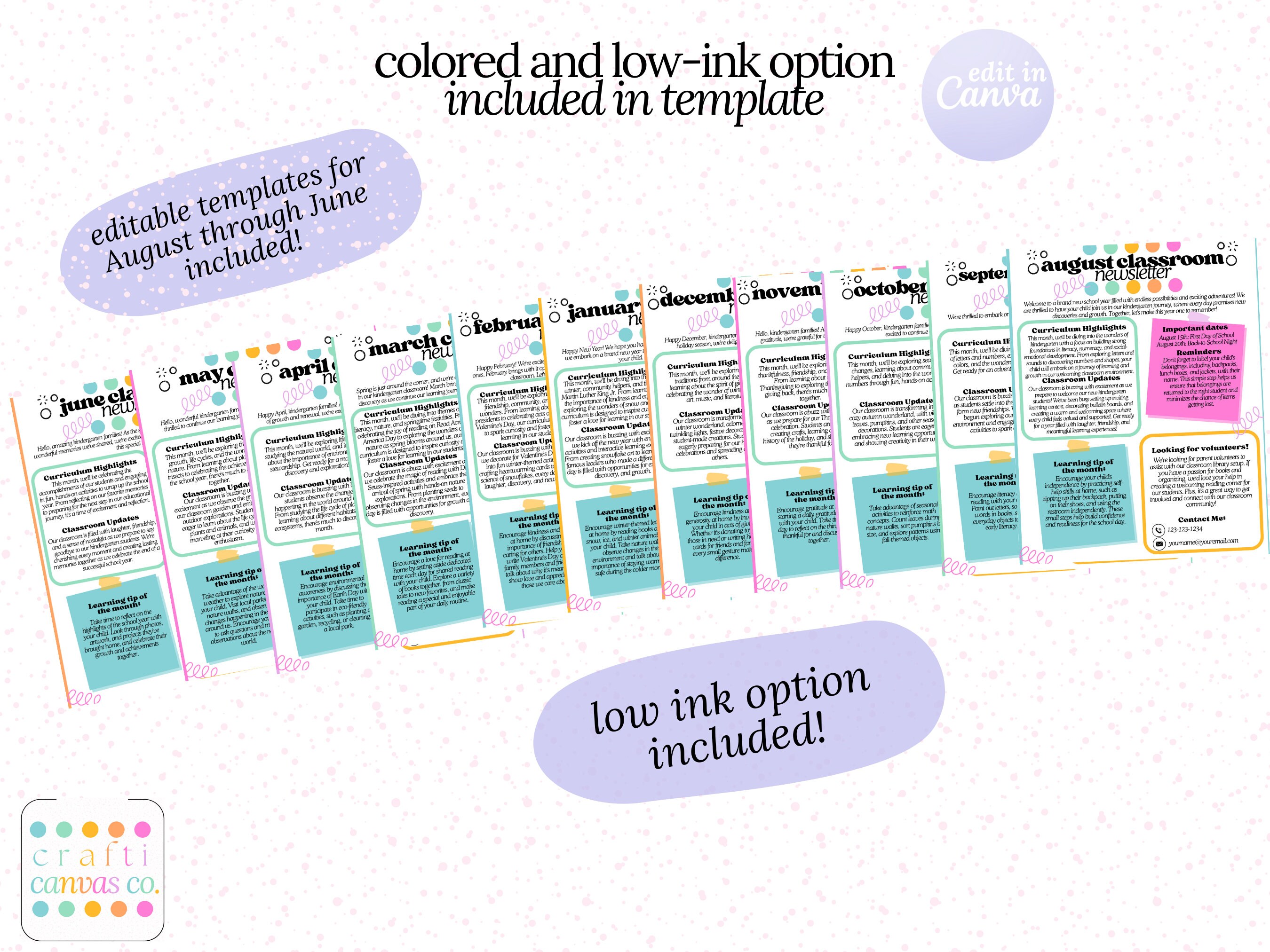 Customizable Year-long Monthly Teacher & Classroom Newsletters ...