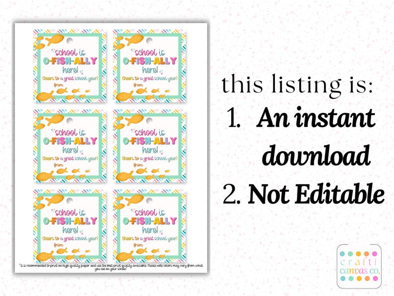 Goldfish Student Welcome Gift Tag, O-fish-ally Back to School, Open ...