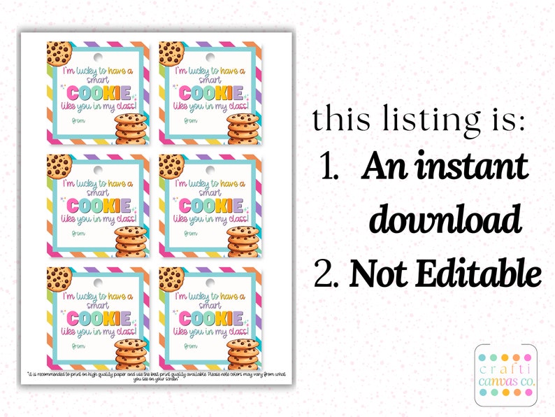 Cookie Student Welcome Gift Tag, Smart Cookie Back to School, Open ...