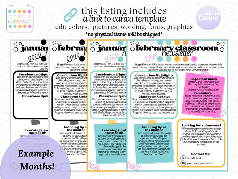 Customizable Year-long Monthly Teacher & Classroom Newsletters ...