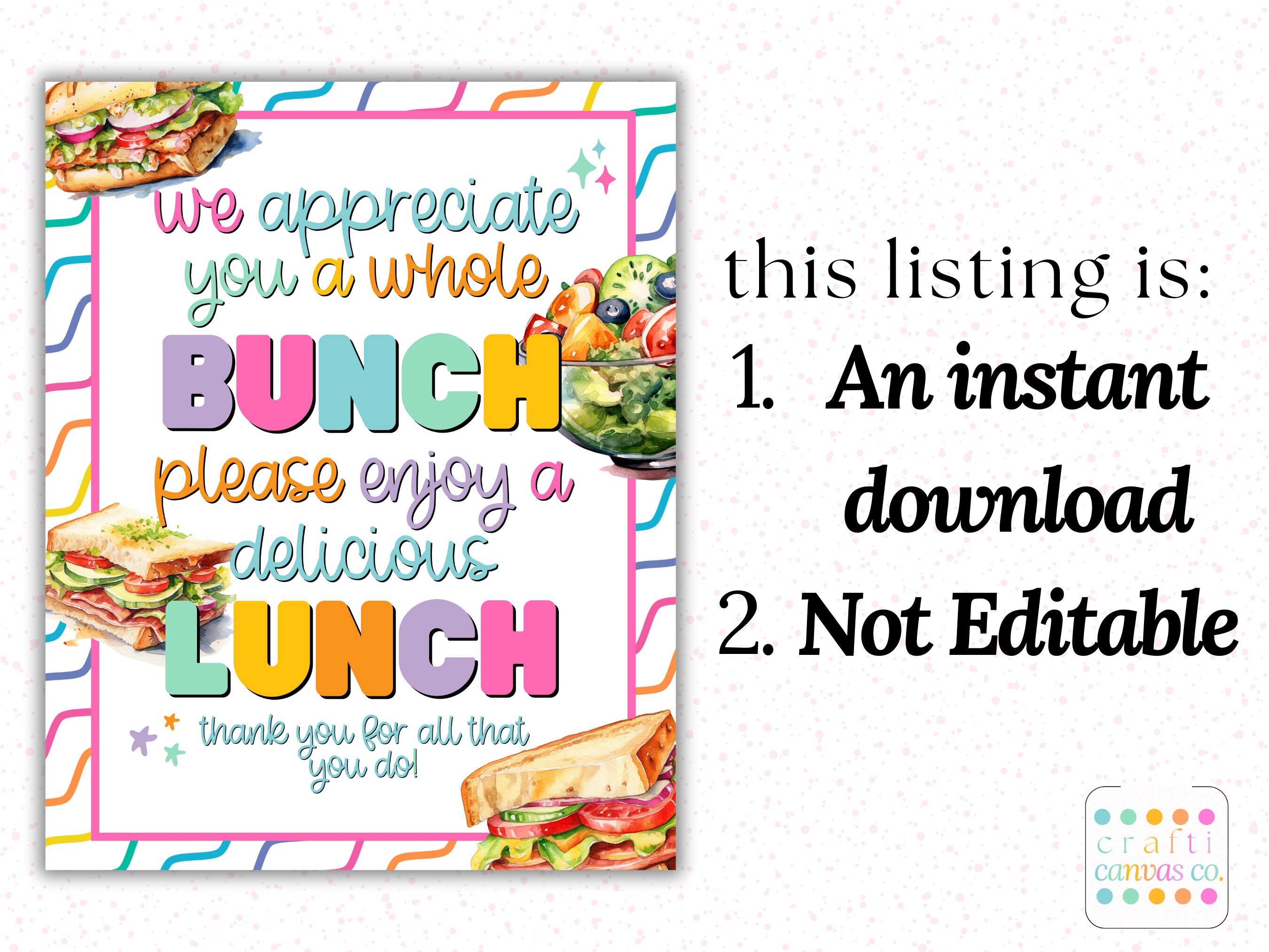 Lunch Appreciation 8x10 Printable Sign, Teacher Employee Appreciation ...