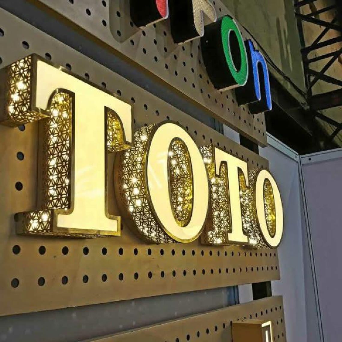 Perforated Letters Business Outdoor Signs, Backlit Stainless Steel 3D ...