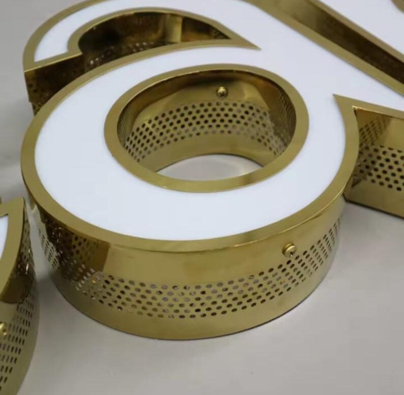 Perforated Letters Business Outdoor Signs, Backlit Stainless Steel 3D ...